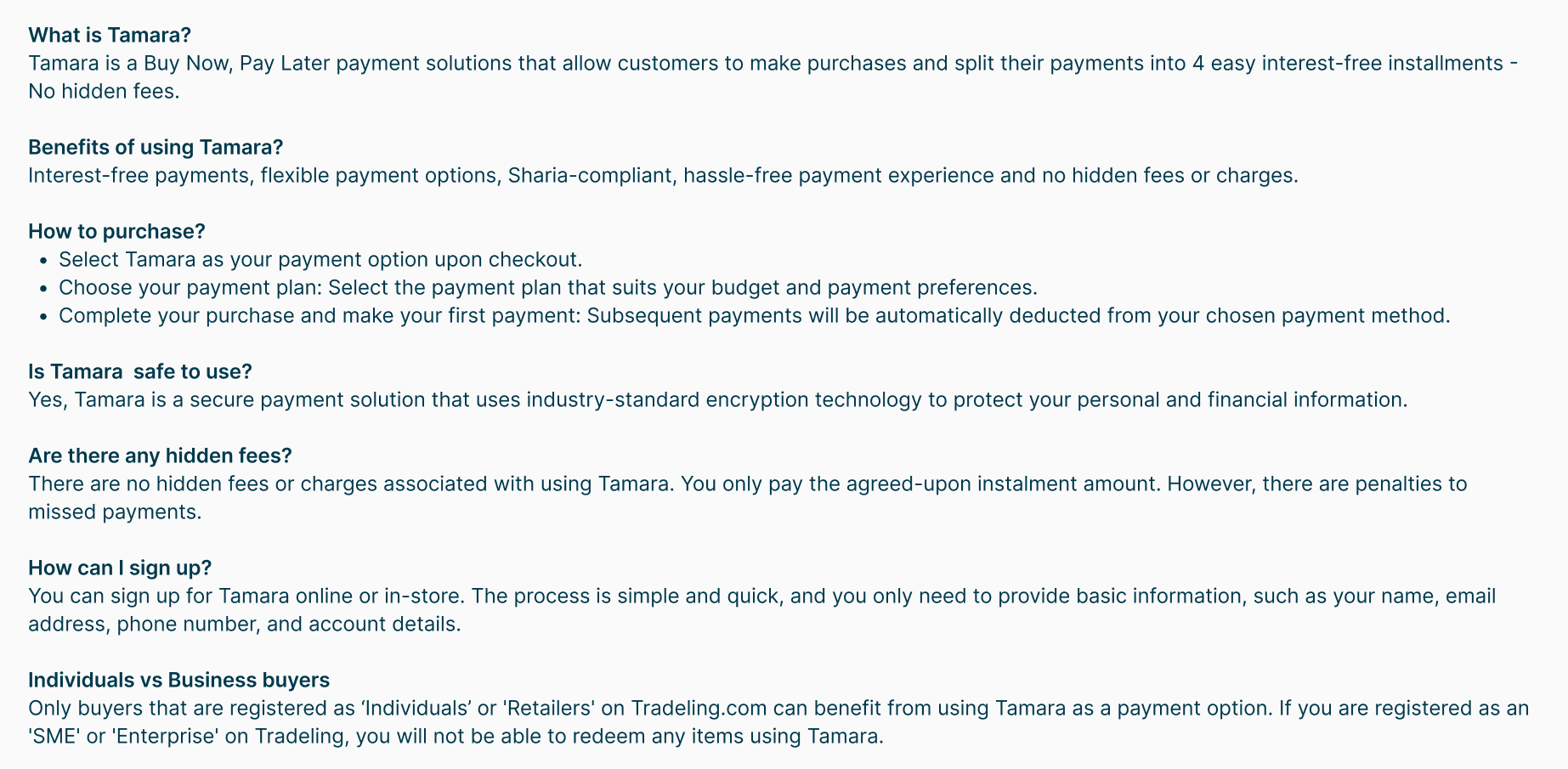 tamara-instalments | Wholesale Prices | Tradeling